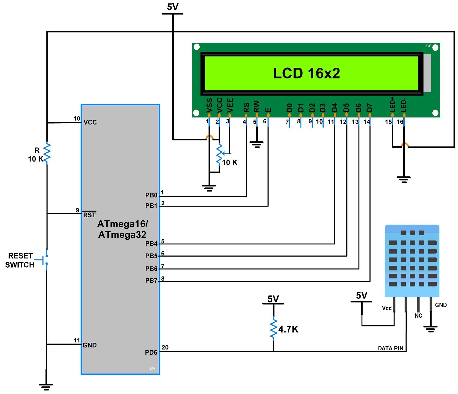 Dht11 Sensor Interfacing With Avr Atmega16atmega32 Avr Atmega